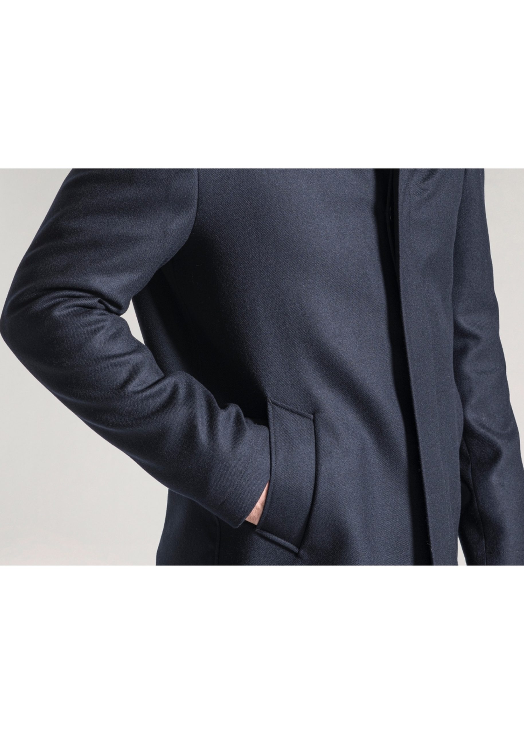Pure Wool Navy Three Quarter Coat - Roderick Charles