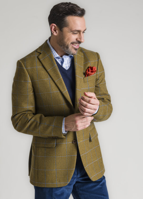 Dark Tan & Royal Windowpane Jacket - Roderick Charles