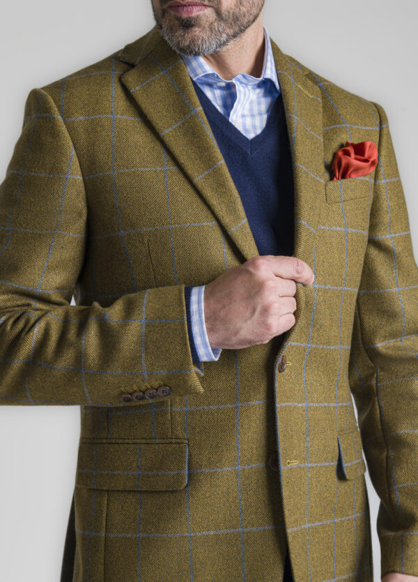 Dark Tan & Royal Windowpane Jacket - Roderick Charles