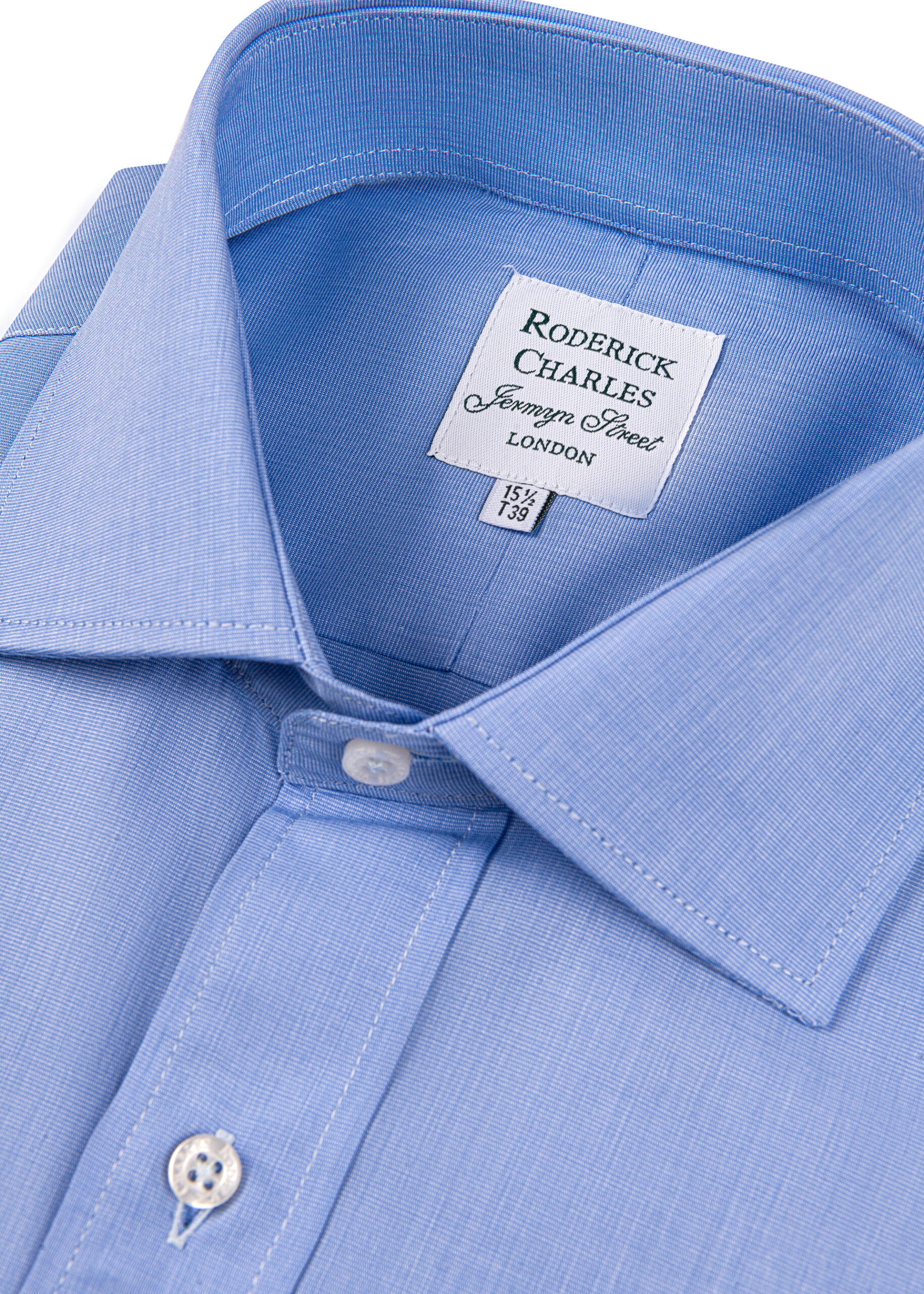 Double Cuff Blue End On End Shirt - New Arrival - Roderick Charles