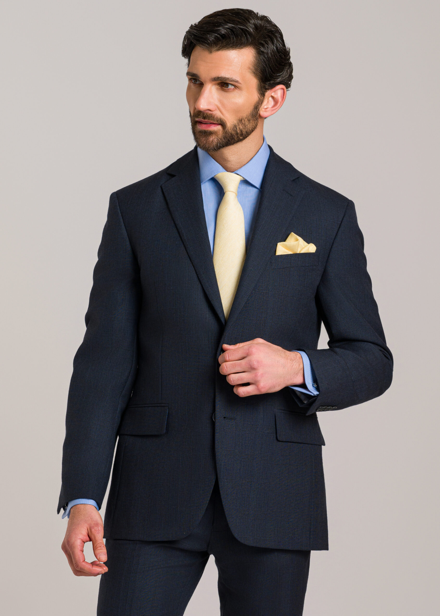 Tailored Fit Plain Blue Glen Suit - Roderick Charles