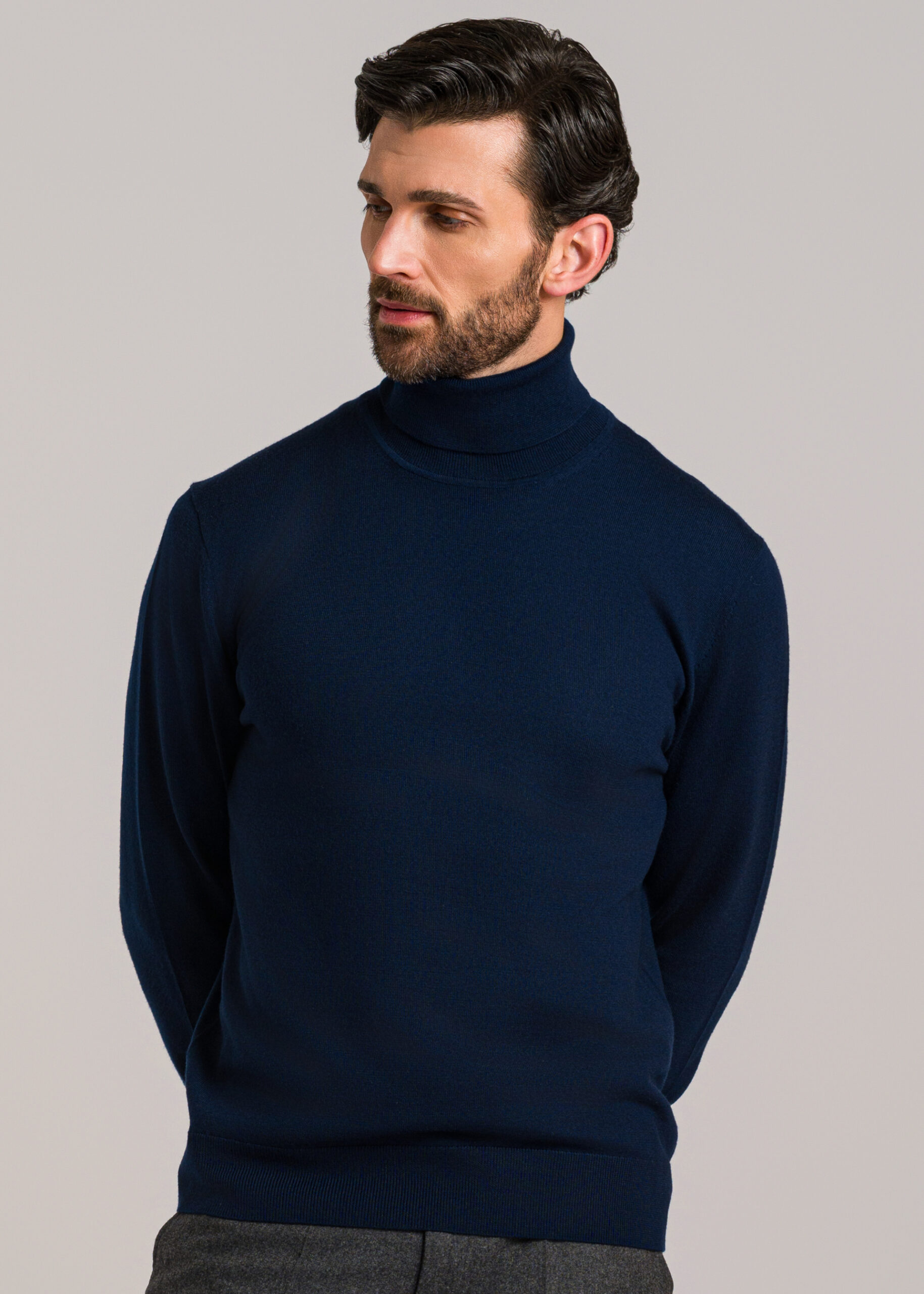 Navy Roll Neck Knitwear - Roderick Charles