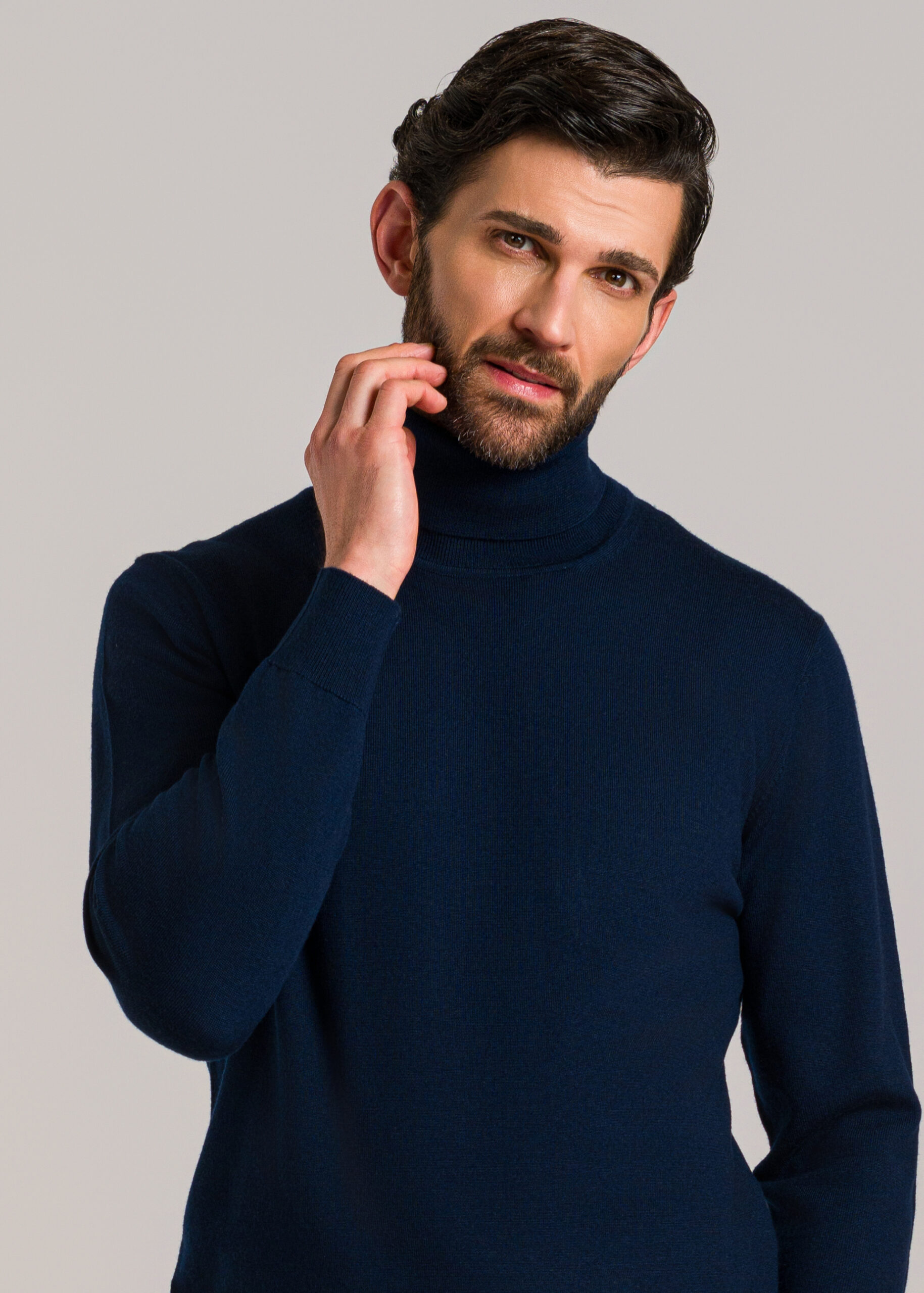 Navy Roll Neck Knitwear - Roderick Charles