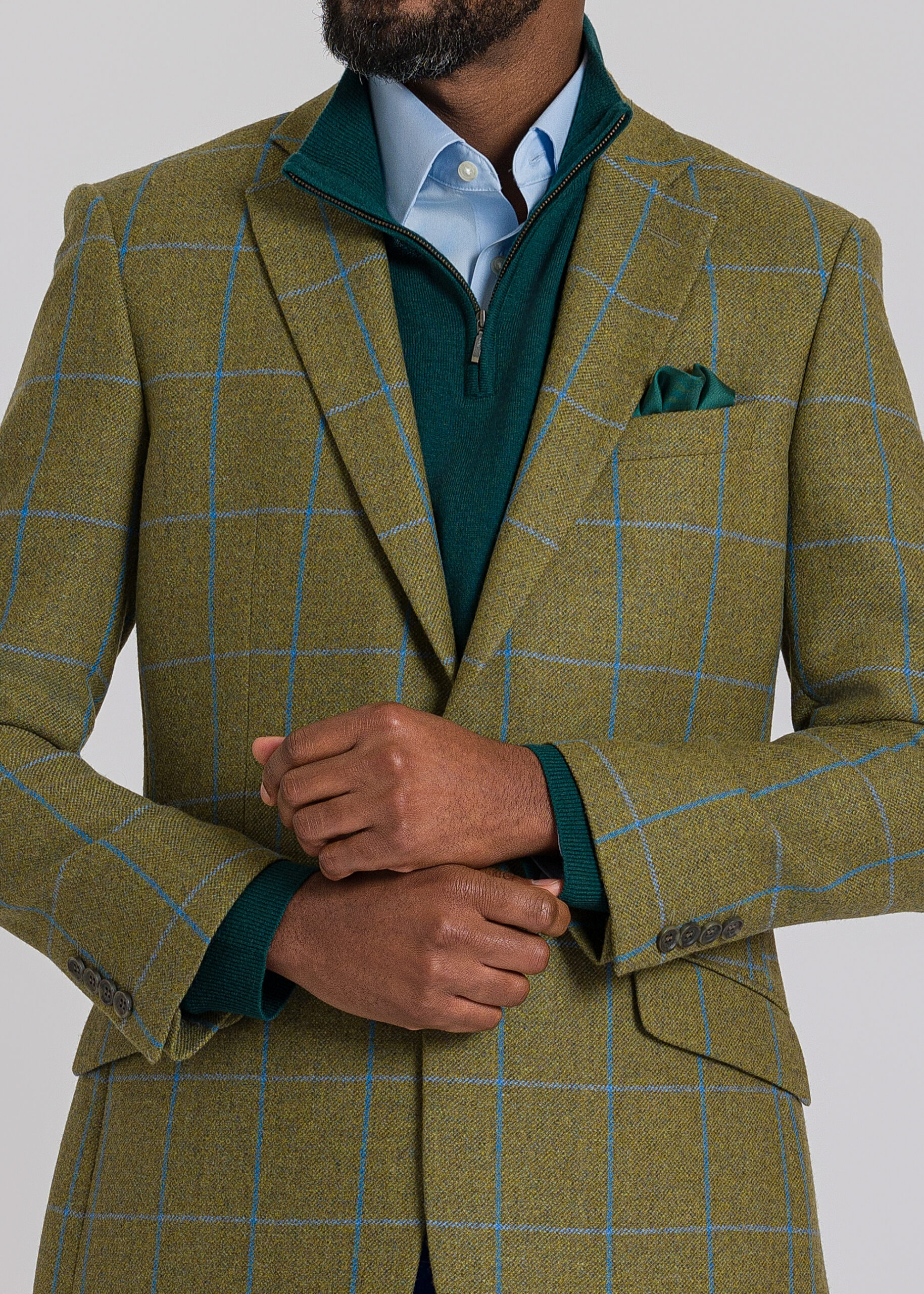 Green & Blue Windowpane Jacket - Roderick Charles