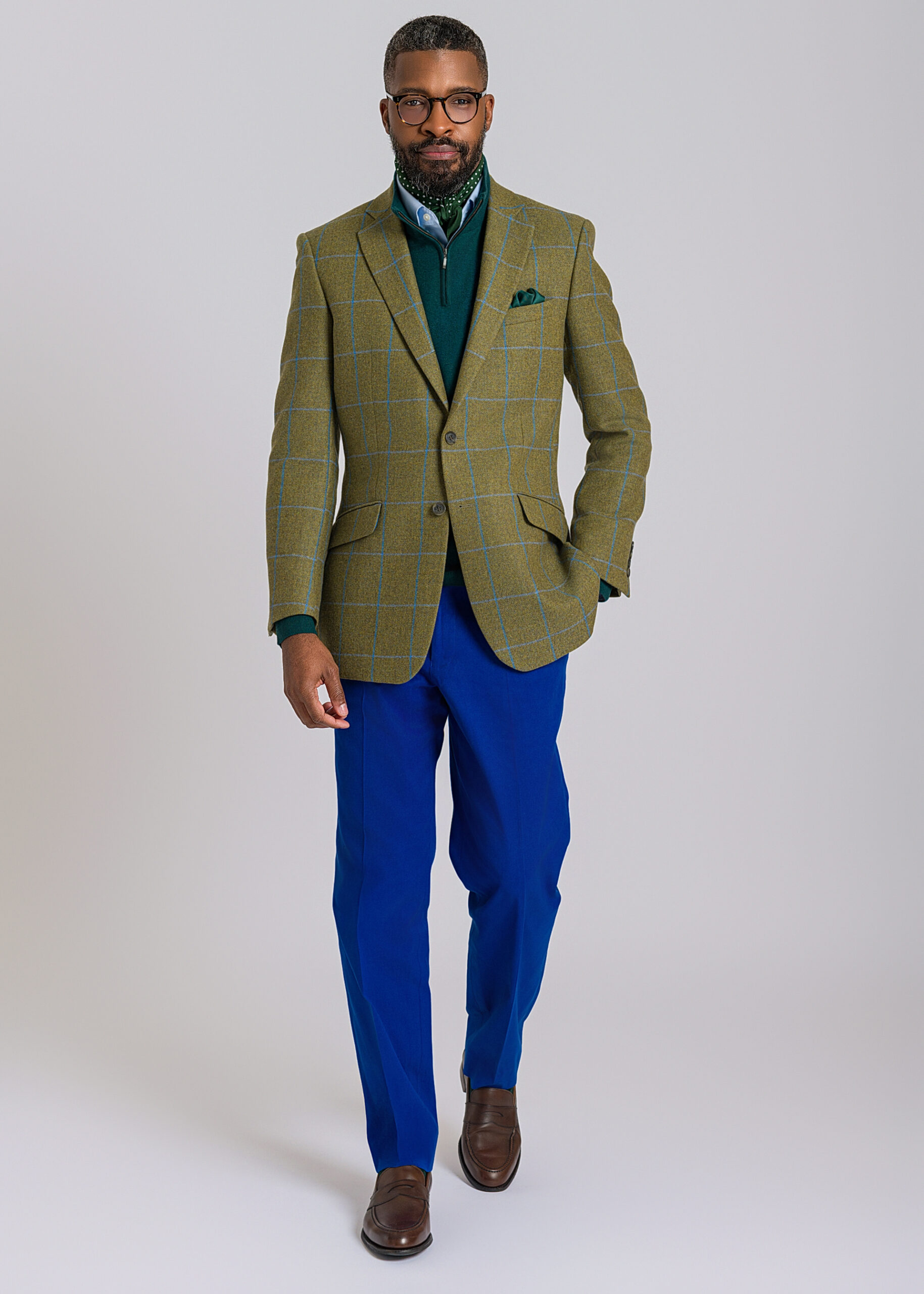 Green & Blue Windowpane Jacket - Roderick Charles