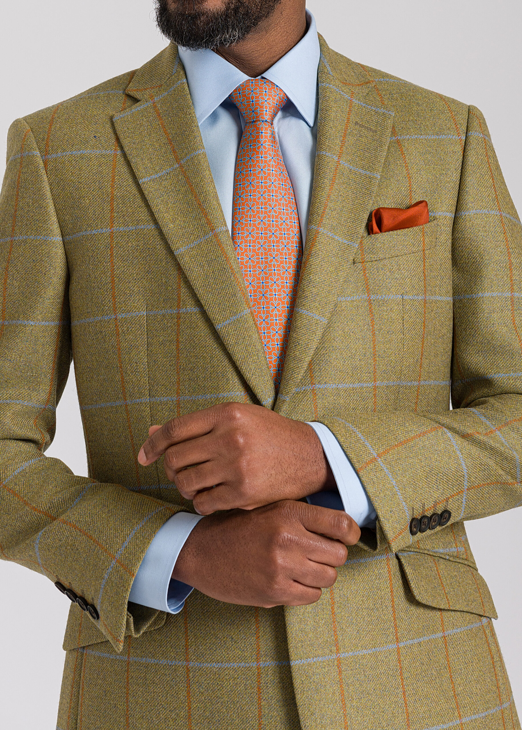 Brown and Blue Windowpane Jacket - Roderick Charles