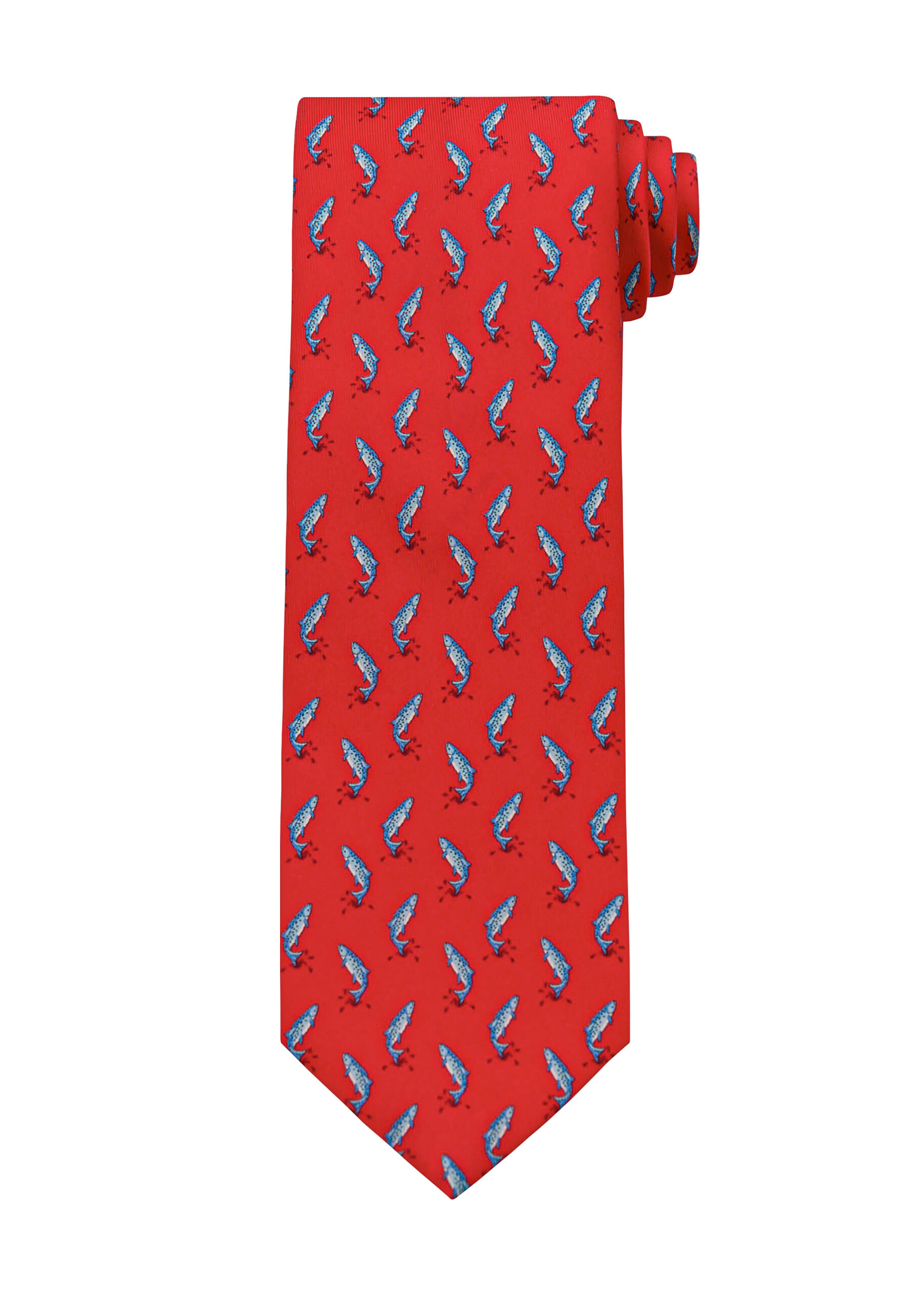 Fish Red Silk Tie - Roderick Charles