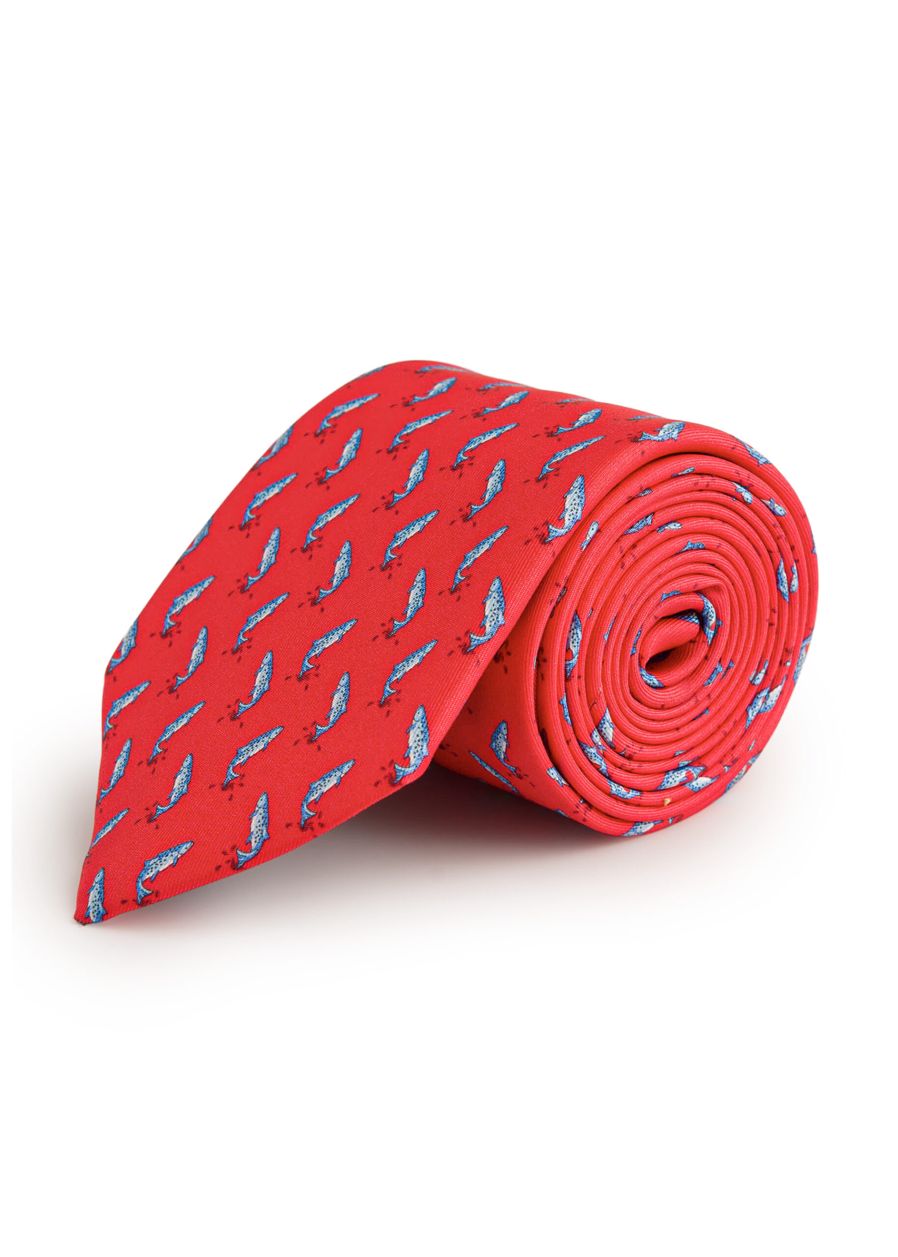 Fish Red Silk Tie - Roderick Charles