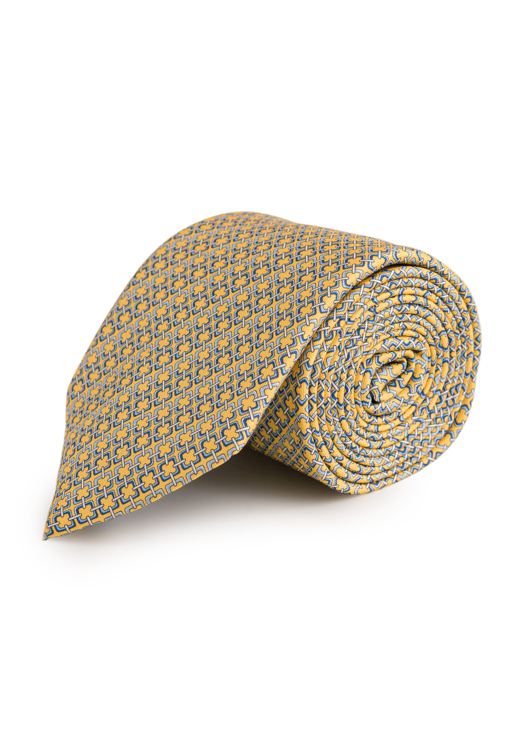 Square Link Yellow Silk Tie - Roderick Charles