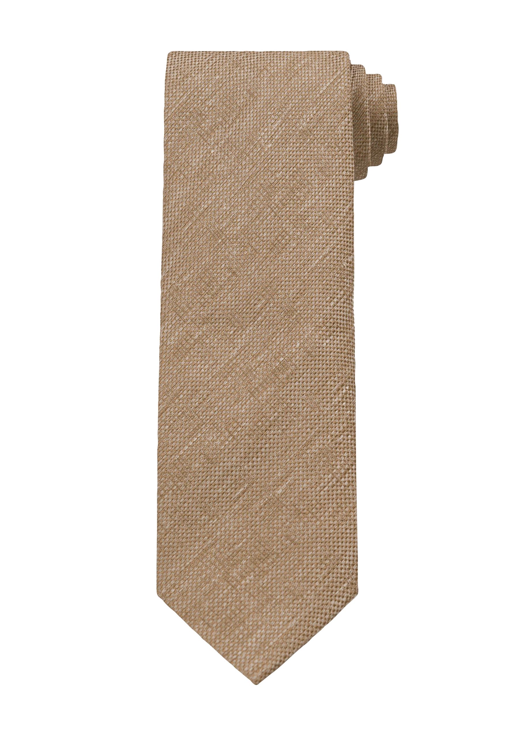 Plain Silk/Linen Tan Silk Tie - Roderick Charles
