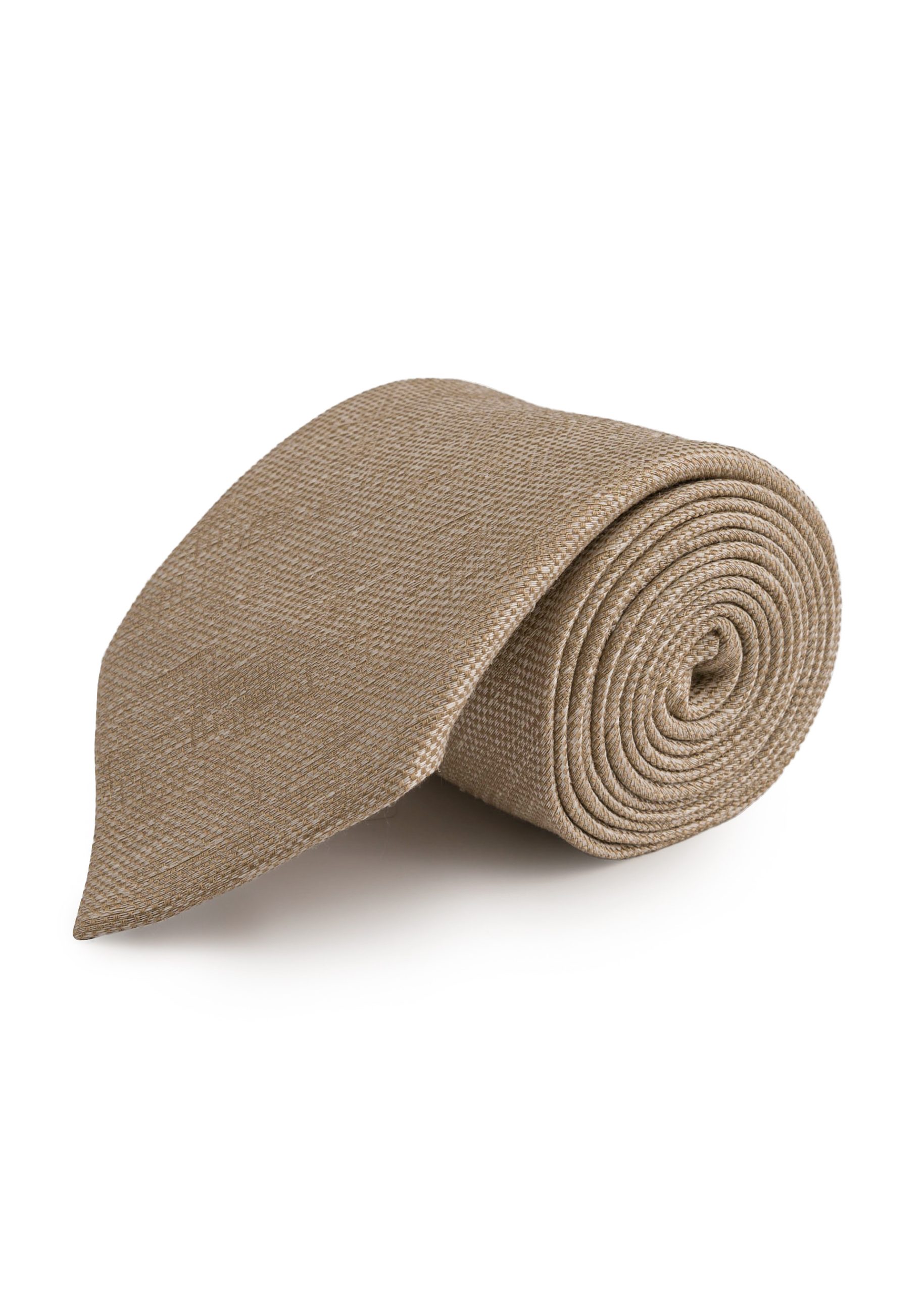 Plain Silk/Linen Tan Silk Tie - Roderick Charles